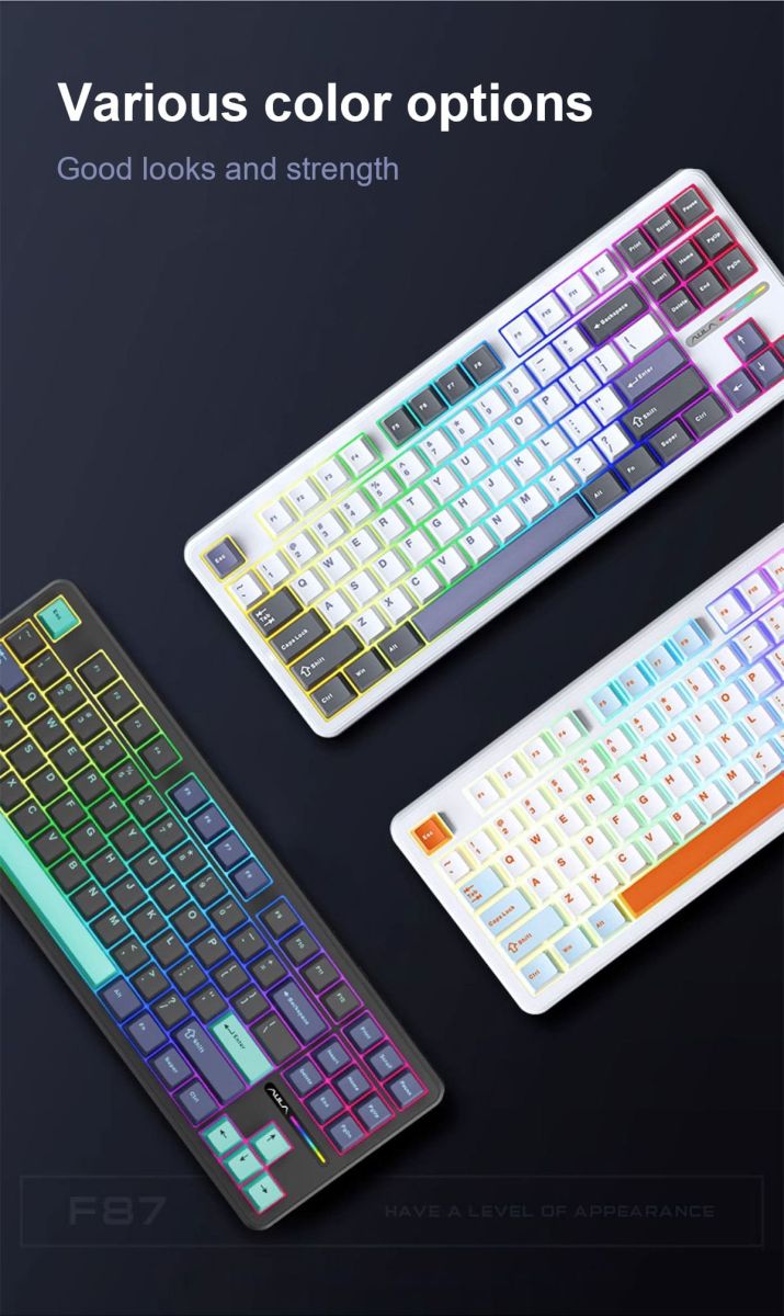 BÀN PHÍM CƠ GAMING CÓ DÂY AULA F87 Black White Blue, Chính hãng, Giá rẻ | Gearshop